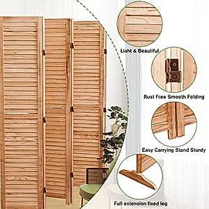 Room Dividers Folding Privacy Screens 6 Panel 5.6 Ft Tall Foldable Portable Room Seperating Divider, Wood Room Divider Wall & Office Divider, Freestanding Portable Partitions, Brown