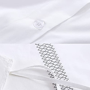 Vera Wang- King Duvet Cover Set, Designer Cotton Bedding Set, Includes Matching Shams with Bonus Euro Shams & Throw Pillow Covers (Lattice Solid White, King)