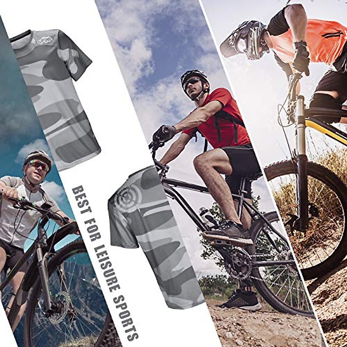 Mens Mountain Bike Jersey Short Sleeve MTB Shirts Moisture-Wicking and Skin-Friendly