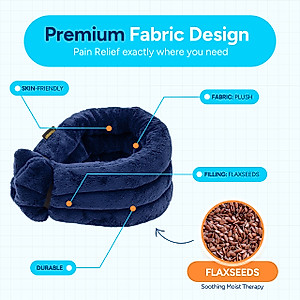 SunnyBay Microwave Heating Pad, Microwavable Heated Neck and Shoulder Wrap, Multipurpose Moist Hot/Cool 2.5lb Bean Bag Pack with Plush Cover and Elastic Fastener, FSA HSA Approved, 26x6 Inches, Blue