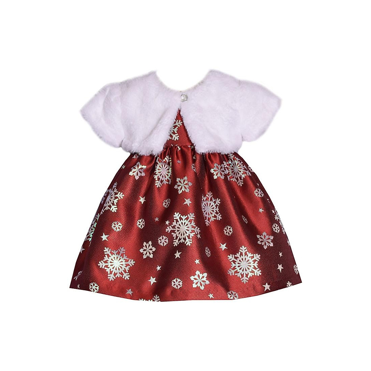 Bonnie Jean Girl's Christmas Holiday Dress - Red Dress with White Faux Fur Jacket for Baby Toddler and Little Girls, Red Snowflake, 6