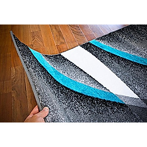 Persian Rugs 2305 Turquoise White Swirlss 2'2 x 7'4 Runner Modern Abstract Area Rug Carpet