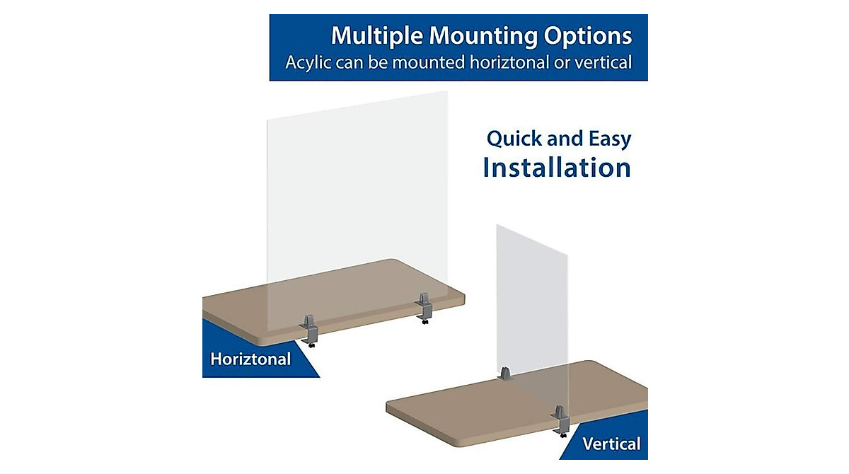 Adjustable Sneeze Guard Clamp - Desk Divider 2 Pack