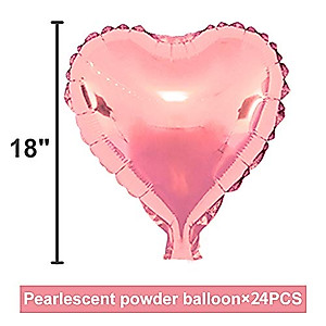 24 pcs light pink Heart Shape Foil Mylar Balloons for birthday party decorations, Wedding decorations, engagement party , celebration , holiday , show, party activities . (size:18")