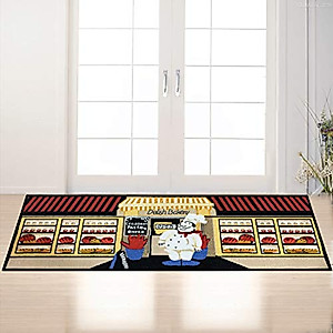 FAMIFIRST Kitchen Rug 2 Piece Non Slip Kitchen Mat Latex Backing Door Mat Floor Mat Kitchen Decor Set, 16''x47''+16''x23'', Bread Chef
