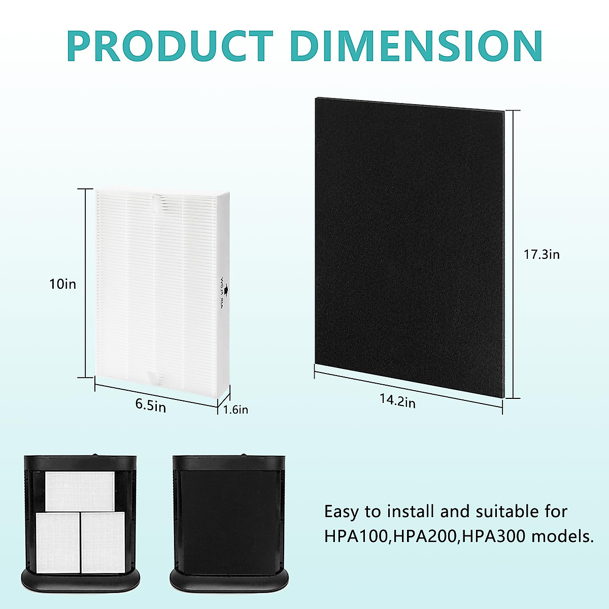 HPA300 Filter Replacement Compatible for Honey-well HPA200,HPA100 Series Filter,3 Pakcs R Filters Replacement by MIFLUS