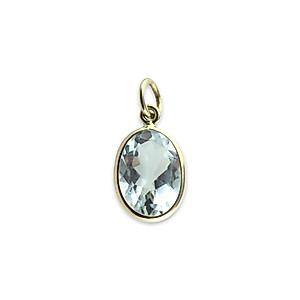 Aquamarine Charm 9x7 Oval Handmade In 14k Yellow Gold 1.50 Carats