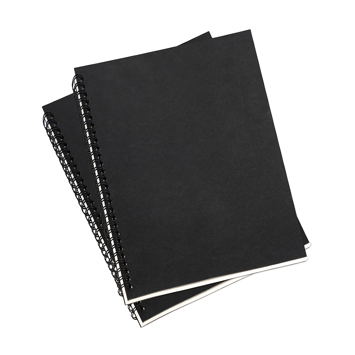 Ykimok 2 Pack College Ruled Notebook, Soft Black Cover Spiral Notebook, Memo Notepad Sketchbook, Students Office Business Diary Spiral Book Journal, 50 Pages, 25 Sheets, 10 x 7.5 Inch