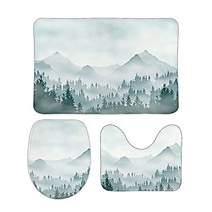 Roargy Bathroom Rugs Sets 3 Piece Bath Mat Forest Machine Wash Absorbent Soft Shower Tub Mat Toilet Non-Slip Home Decor Gifts for Boyfriend,20''×32''
