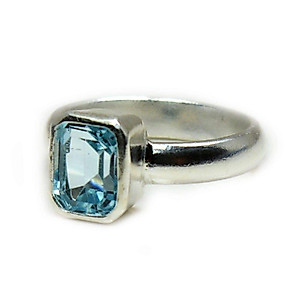 Gemsonclick Genuine Blue Topaz Silver Ring 5 Ct Chakra Healing December Stone Size 5,6,7,8,9,10,11,12,13