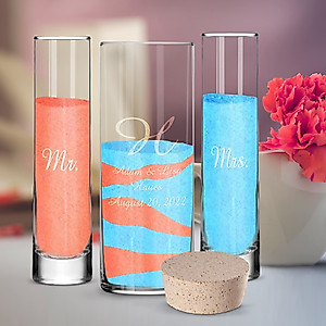 Personalized Monogram Unity Sand Ceremony Set, Wedding Accessories for Reception and Ceremony Unity Set, Sand Ceremony Kit for Wedding, Blended Family Unity Set, Cylinder Set w/Cork
