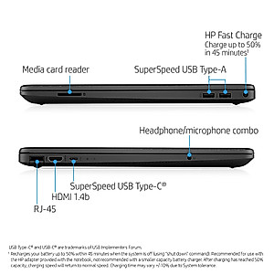 HP 15.6" FHD Windows 10 Pro Business Laptop Computer, Intel Celeron N4020 Processor, 4GB DDR4 RAM, 128GB SSD, 1-Year Office 365, Webcam, Wi-Fi, USB Type-C, RJ-45, BROAGE 64GB Flash Drive
