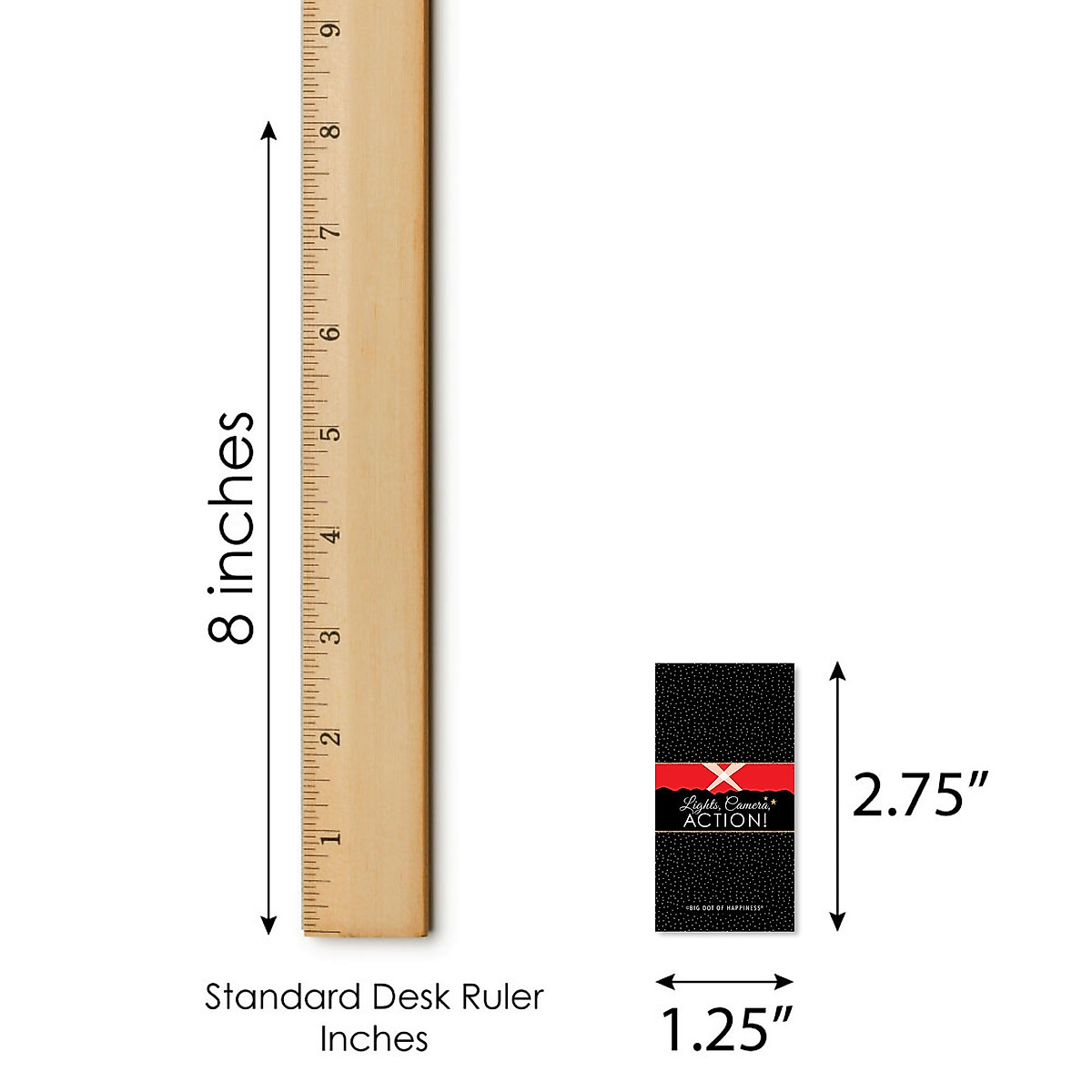 Big Dot of Happiness Red Carpet Hollywood - Mini Candy Bar Wrapper Stickers - Movie Night Party Small Favors - 40 Count