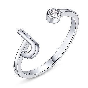 PEARLOVE Initial Rings 925 Sterling Silver Rings for Women A-Z Stackable Alphabet Rings for Wife Daughters Jewelry Gifts