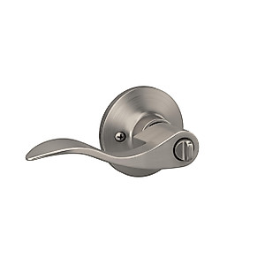 Lock Scout Wave Lever with Round Trim Keyed Entry Door Handle, Satin Nickel Finish