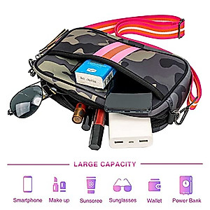 CELELA Small Crossbody Bags for Women Neoprene Bag Waterproof Messenger Bag Purses with Guitar Strap Tassel (green camo)