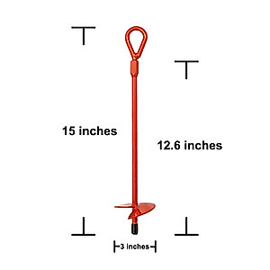 MAXCCINO 4 Pack 15" Ground Anchors Screw in with Drill, Heavy Duty 3" Wide Helix Spiral Earth Anchors for Camping, Tents, Sheds, Swing Sets, Car Ports, Canopies, Shelters, High Wind Trampoline Anchors