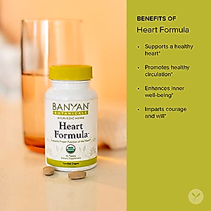 Banyan Botanicals Heart Formula – Organic Herbal Heart Health Supplement with Hawthorn Berry and ­­Guduchi – Supports Proper Function of The Heart* – 90 Tablets – Non-GMO Sustainably Sourced Vegan
