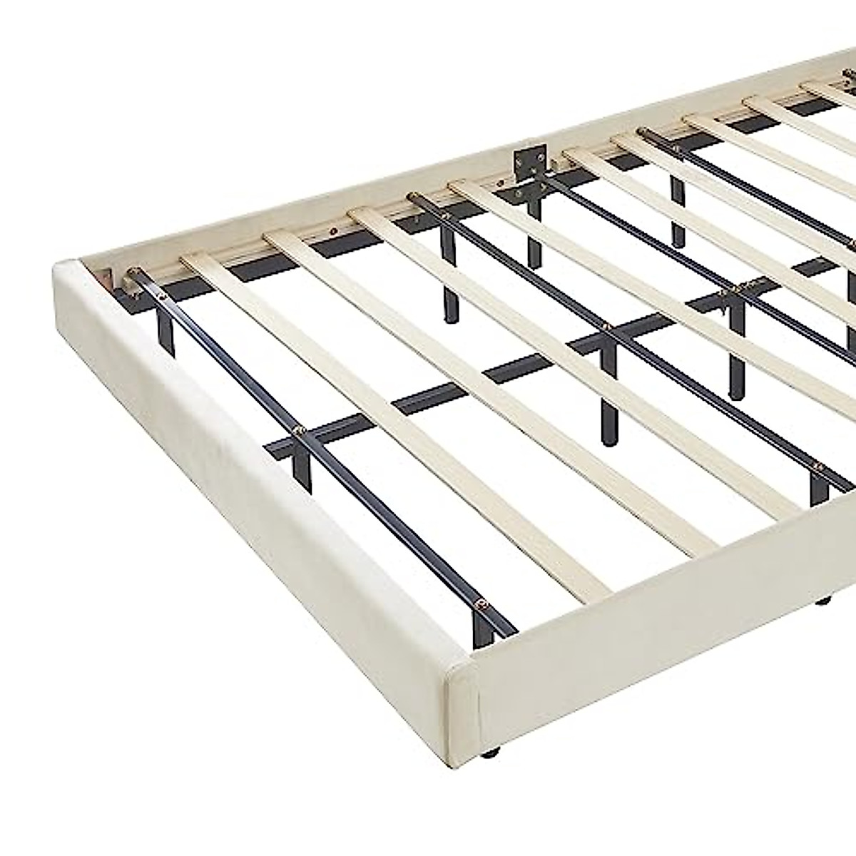 Queen Upholstered Smart LED Bed Frame with Elegant Flowers Headboard,Wooden Slats Support, Floating Velvet Platform Bed for Kids (Beige/Flower2)