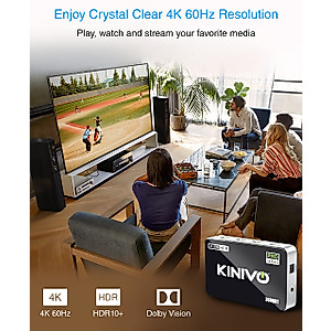 Kinivo HDMI Switch with Audio Extractor 360BNT (3 in one out, Toslink Optical Audio Port, SPDIF, 4K 60Hz, High Speed 18Gbps, IR Remote) - Compatible with Roku, PS5, Xbox, Apple TV, Dolby Digital/Atmos