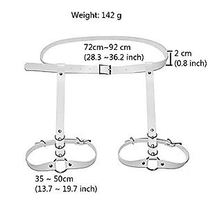 Daimay PU Leather Body Chain Waist Leg Punk Wind Clothes Cuff Belt Siamese Waist Body Jewelry for Woman - White