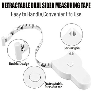 3 PCS Tape Measure Body Measuring Tape 60in (150cm), Retractable Tape Lock Pin and Push-Button Retract, Portable for Weight Loss, Sewing, Fabric, Cloth, Tailor(White)