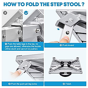Kohree RV Step Stool, 19" x 14.5" Adjustable Height Extra Large Aluminum Folding Platform Step with Non-Slip Rubber Feet, Portable Handle, Stable RV T Level, Up to 1000 lbs