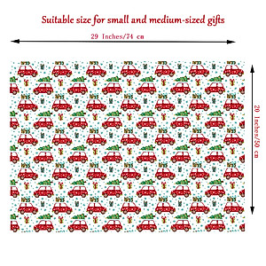 RiukRaiu Christmas Wrapping Paper For Kids Men Women Gift's.Xmas Design-Gift Wrap Contain Tree Car Snowflake Gnome Small Bell&Merry Christmas Font.8 Sheets 20 X 29 Inch, Folded Flat Not Roll…