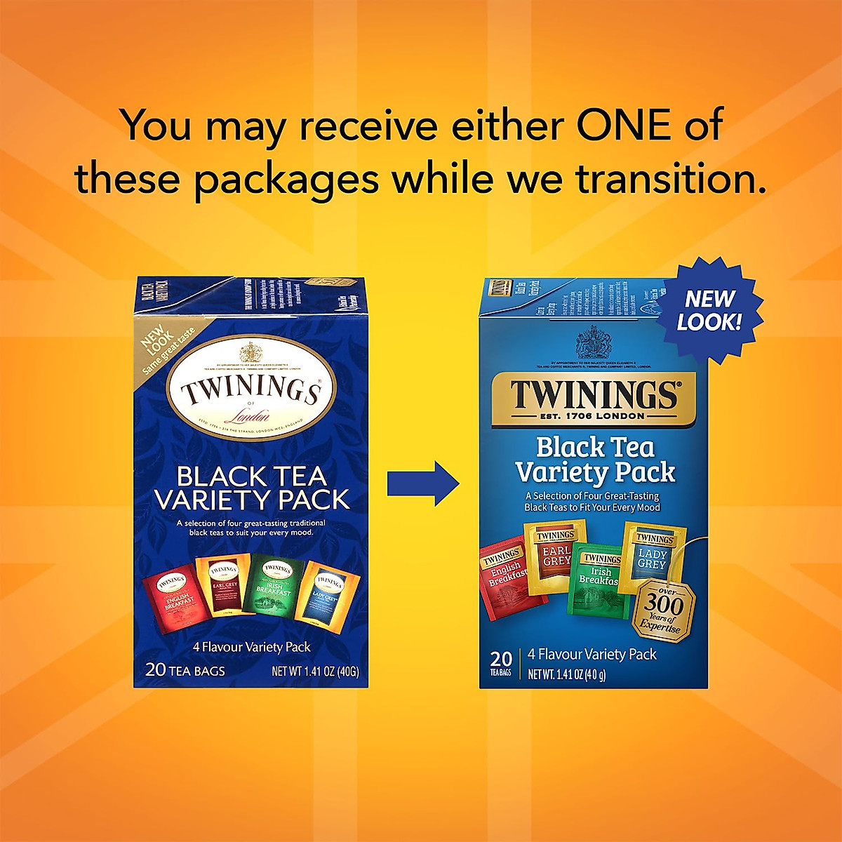 Twinings Black Tea Variety Pack with Earl Grey Tea, English Breakfast Tea, Irish Breakfast Tea, and Lady Grey Tea Bags, Individually Wrapped, 20 Count Ea (Pack of 3)