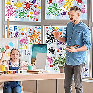 GreenPine 7 Sheets Inspirational Quotes Window Clings Stickers Every Child Is an Artist Colorful Paint Splatter Back to School Positive Sayings Home Bedroom Living Room School Classroom Nursery Playroom Decoration​