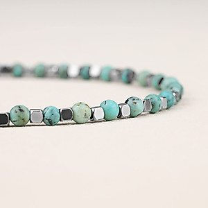 GAVU Semi Precious Gemstone African Turquoise Blue Stone Bracelet