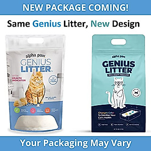 Alpha Paw - Genius Cat Litter, 5-Color Health Indicator, Odor Eliminating, Non-Stick, Lightweight Crystals, Non-Clumping, High Absorption, Unscented, 6 Lbs