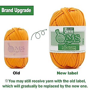 3 Skein M-S Thick Knitting Yarn, Elastic Fabric Cloth T Shirt Yarn, Spaghetti Yarn for Hand DIY Bag Blanket Cushion Crocheting Projects, 3.3 Oz × 3, 30 Yard × 3(Jade Pink)