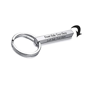 VNOX Customize Stainless Steel 3D Dainty 4 Sided Vertical Cuboid Bar Keychain for Men Women,Set for 4