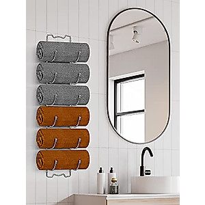 Elbourn Towel Rack Wall Mounted Metal Wine Rack Washcloths Bathrobe Storage Shelf Organizer Hand Towels Holder for Bathroom Cloakroom - Chrome