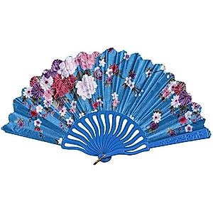 Hand Fan Folding Fan,Hand-held Fan,Wedding Folding Fan Chinese Style Dance Wedding Party Lace Silk Folding Hand Flower Fan Fans Hand Paper Folding Props Vintage Style