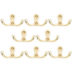 Ulifestar Coat Hook Coat Rack,Double Prong Metal Towel Hook Wall Hook for Hanging Clothes,Pants,Purse,Robe,Towel,Belt,Tie,Key,Mug,Cup,Wreath,Heavy Duty Rustic Bathroom Hanging Hooks,8Pcs (Gold)