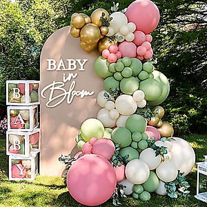 MASTRON Baby in Bloom Sign, 16”x24” Felt Letter Baby Shower Sign Baby in Bloom Party Decor Backdrop for Boy or Girl Baby Shower Gender Reveal 1st Birthday - White