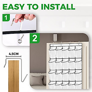 35 Pockets Over the Door Shoe Organizer, Shoe Rack for Front Door Entrance, Hanging Shoe Rack, Suitable for Balconies, Bathrooms, Wardrobes, Doors, and Other Locations (White)