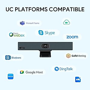 Yealink UVC34 4K Conference Room Camera System All-in-One Video Conferencing System, Auto Framing, 120° Wide Angle Webam with Microphone, Teams Certified Zoom Rooms Camera, PC Connected via USB-A