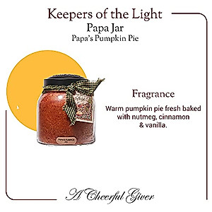 A Cheerful Giver — Papa's Pumpkin Pie - 34oz Papa Scented Candle Jar with Lid - Keepers of the Light - 155 Hours of Burn Time, Gift for Women, Brown