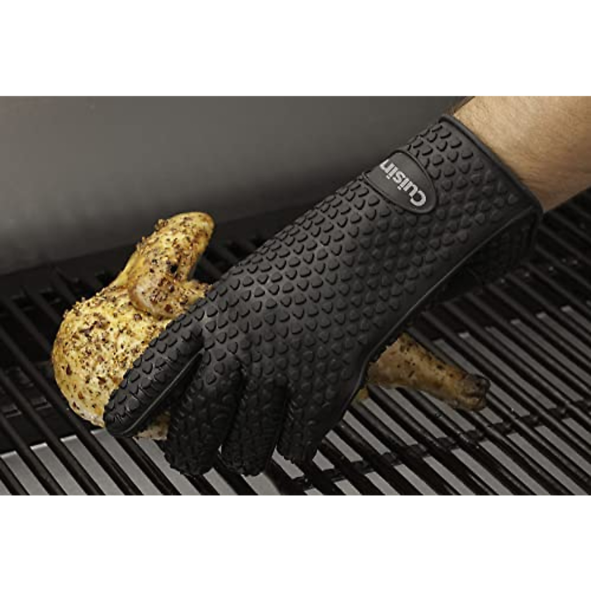 Cuisinart CGM-520 Heat Resistant Silicone Gloves, Black (2-Pack)