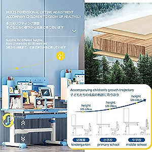 Kids Desk and Chair Set 3-18 Year Old, Toddler Chair and Table Set, with 0-60° Table Angle Adjustment and Easy to scrub graffiti painting desktop, Height Adjustable Ergonomic Children Study Desk ( Col