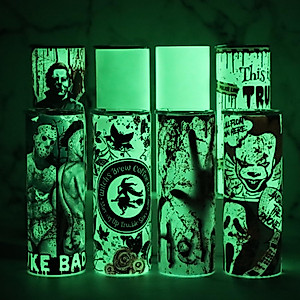 Tswofia 8 Pack Glow in the Dark Sublimation Tumblers 20 Oz Skinny Straight, Sublimation Blanks Tumbler Bulk Glow in the Dark, with Shrink Wrap Film Lid Straw Set, Individually Boxed