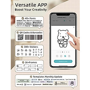 MakeID Label Maker HD(300dpi) - Personalized Smart Q1 Wireless Handheld Printer Compatible With iPhone & Android Phones - Portable Label Makers for Organizing Home & Office Supplies Printing Name Tags