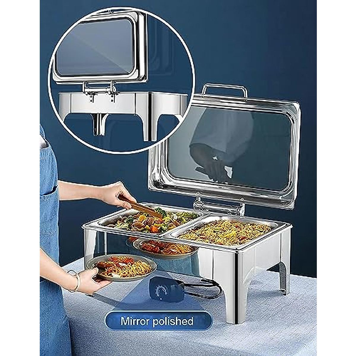 Chafing Dishes Food Warmers, Buffet Server Hot Trays in Stainless Steel, Electric Plate Warmer for Catering Buffet, Hot Plates for Keeping Food Warm (9l 1/2size)