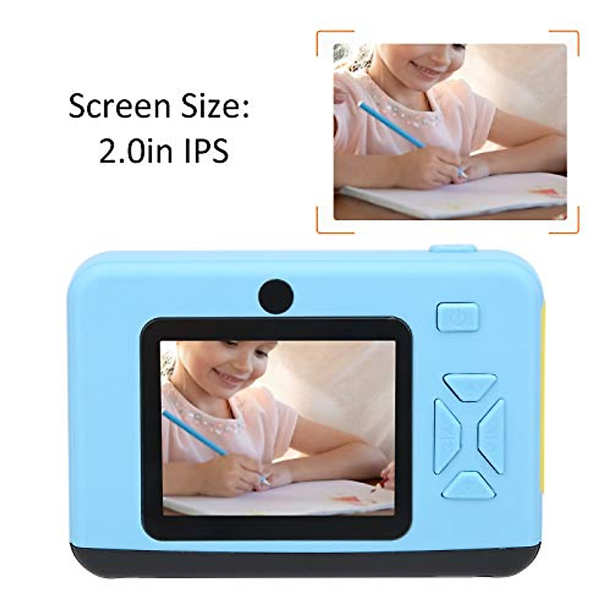 Tgoon Anti‑Drop Children Camera, IPS Screen Camera Cute Look for Home(Blue)