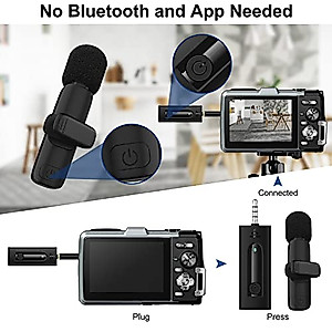HMKCH Wireless Lavalier Microphone for DSLR Camera/Gopro/Computer/Laptop/MacBook/iPhone/iPad/Tablet, Professional Cordless Clip On Lapel Mic for Video Recording, YouTube, Vlog, Interview, Podcast