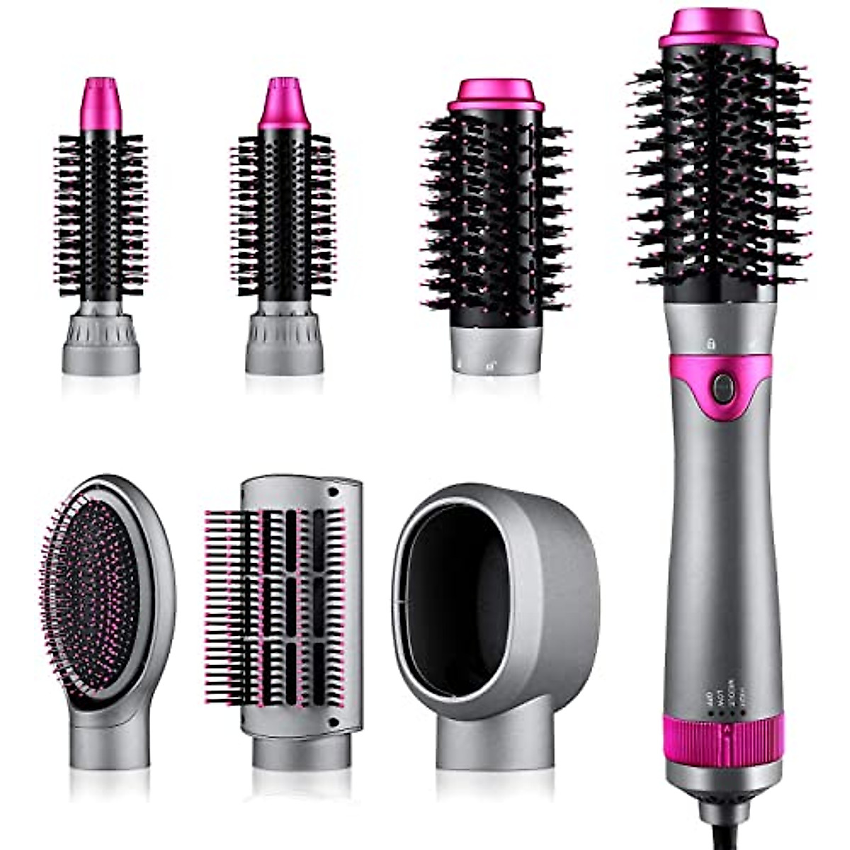 6 in 1 Hair Dryer Brush and Volumizer, Detachable Hair Dryer Styler, One-Step Hot Air Brush for Straightening Curling Drying Combing Styling