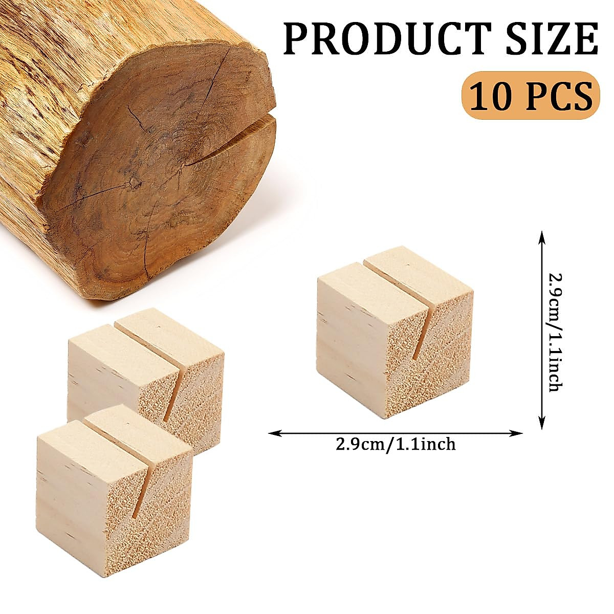 Auswalar 10 PCS Wood Place Card Holders, Wood Table Number Holders, Stands Picture Holder, for Home Wedding, Party, Decoration, Photo Display